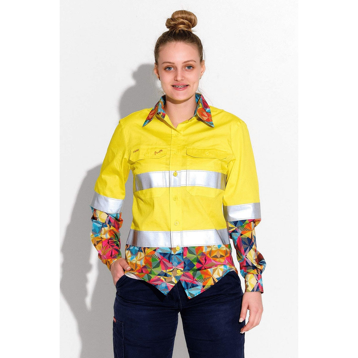 Trademutt Women's Fractal Yellow Day/Night Hi Vis Workshirt ...