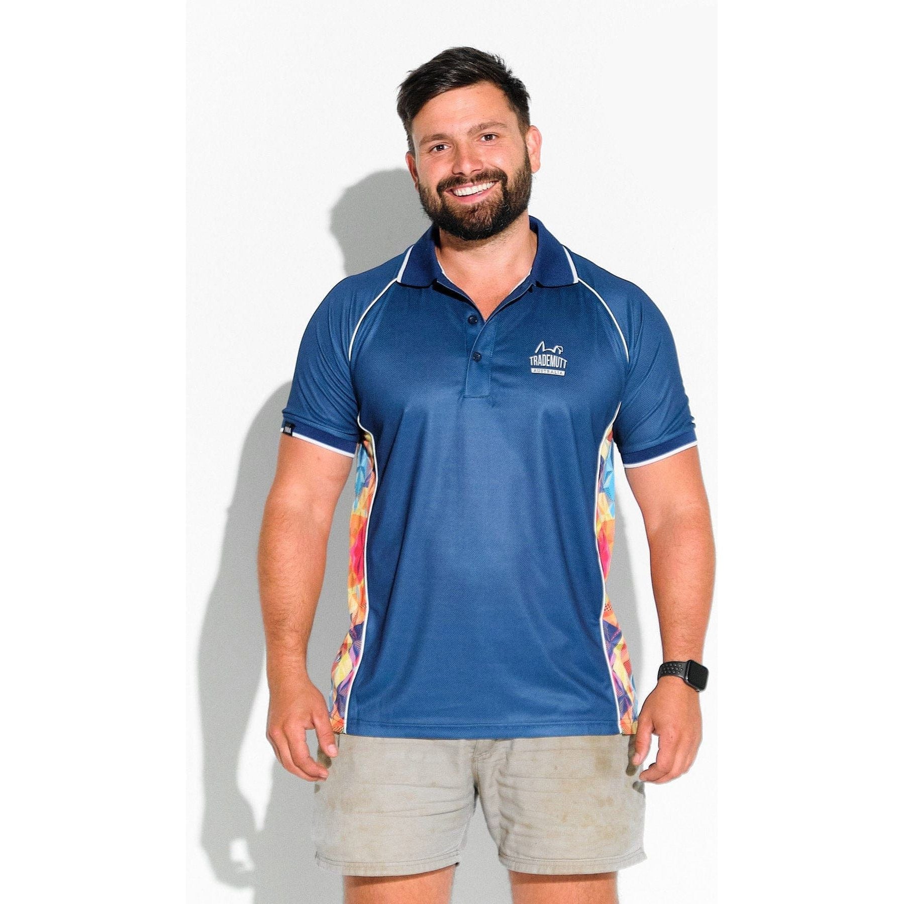 Custom Merch Trademutt Navy Fractal Short Sleeve Polo | Custom ...